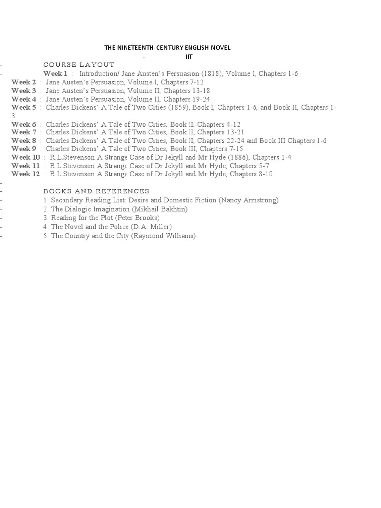 19th-Century English Novel Course | PDF