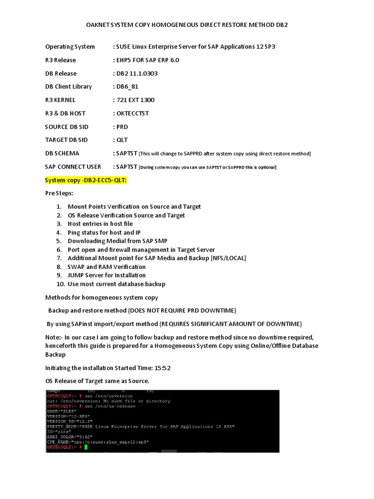 OAKNET QAS System Copy From PRD | PDF | Backup | Superuser