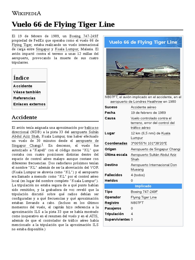 Vuelo 66 de Flying Tiger Line | PDF | Ingeniería Aeroespacial ...