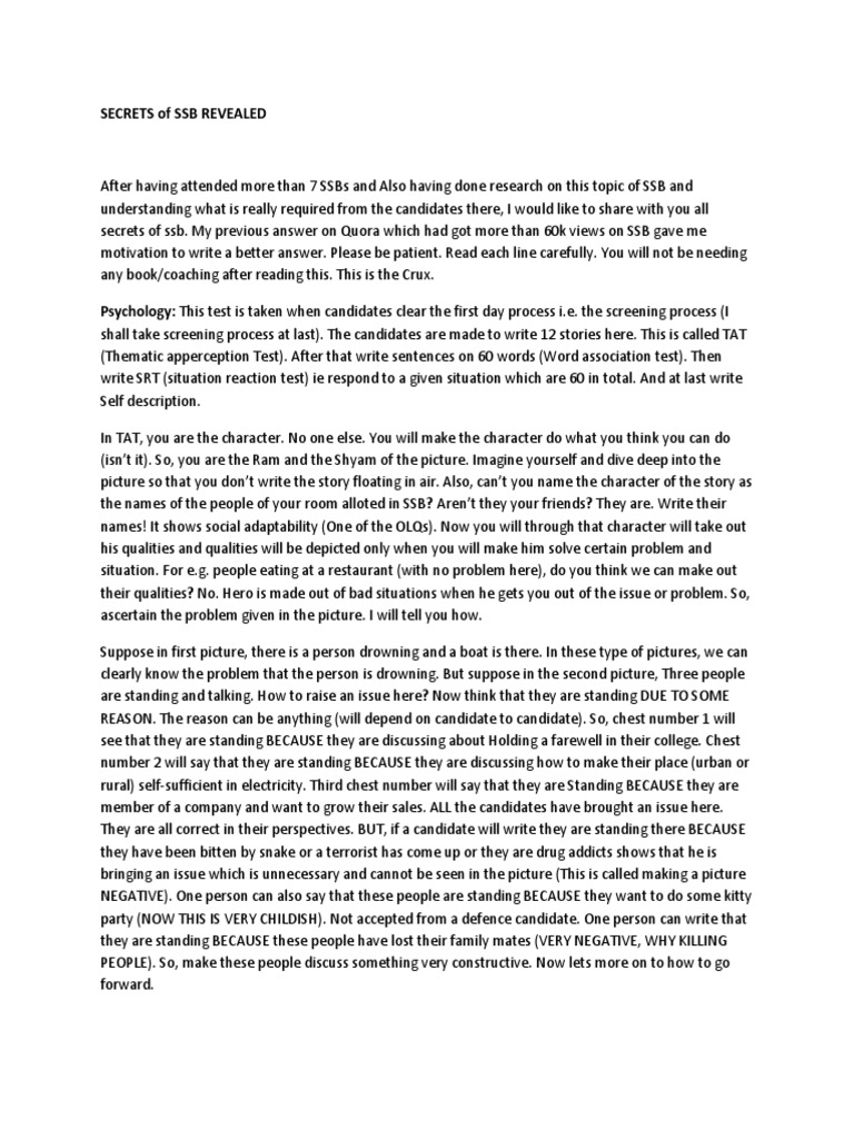 Secrets of SSB | PDF | Psychological Concepts