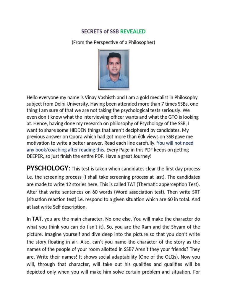 SECRETS of SSB REVEALED | PDF