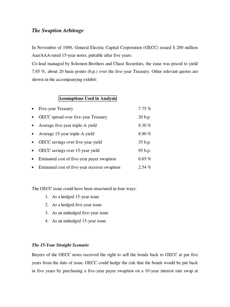 The Swaption Arbitrage | PDF | Swap (Finance) | Bonds (Finance)