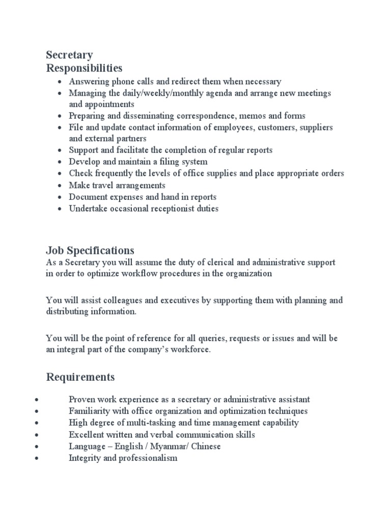 Secretary JD&JS | PDF