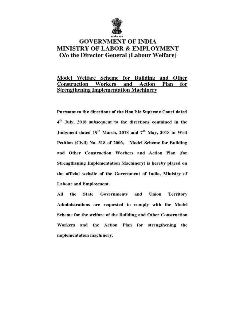 Model Welfare Scheme and Action Plan for Strengthening Implementation ...