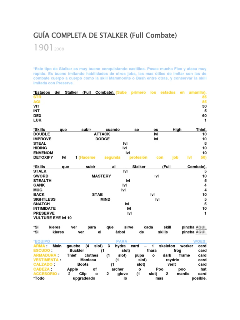 Guía Completa Stalker Full Combate | PDF | Informática y tecnología de ...