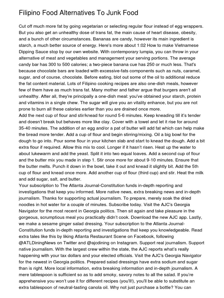 Filipino Food Alternatives To Junk Foodjyicp PDF | PDF | Stir Frying ...