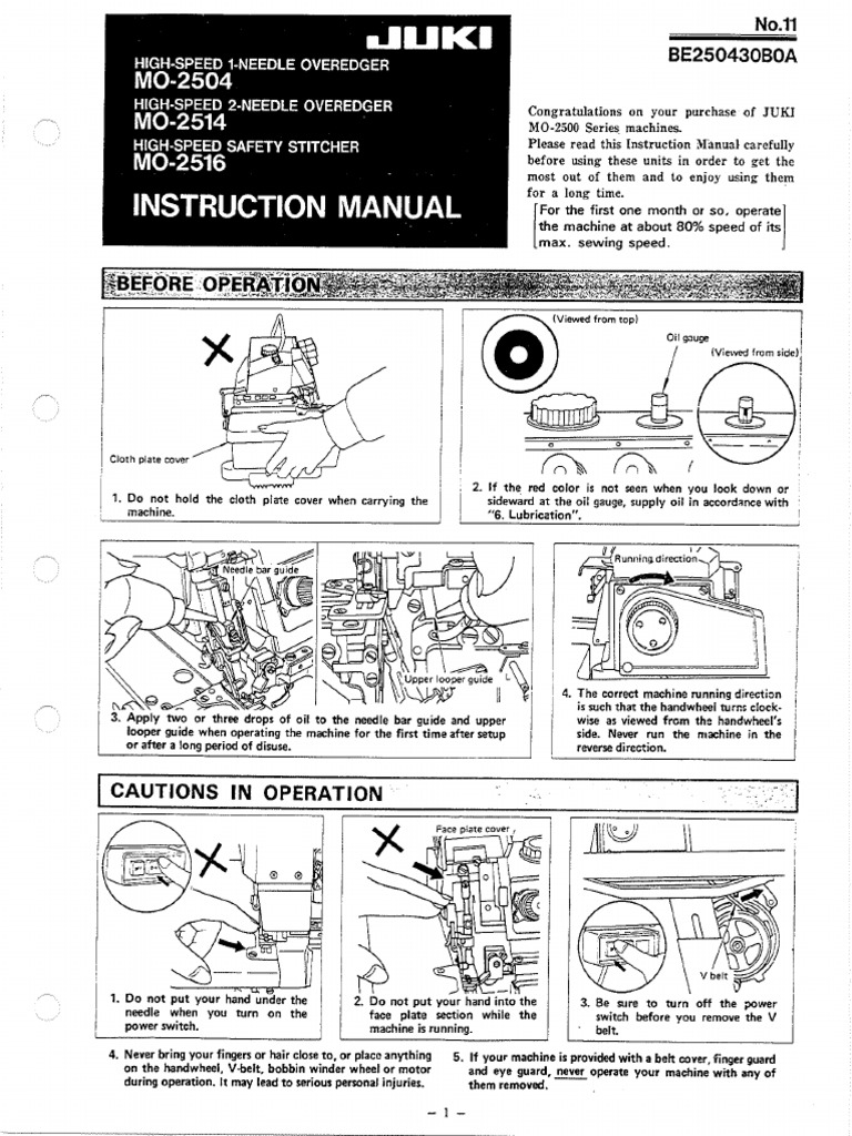 Juki MO-2516 Instrction Manual | PDF