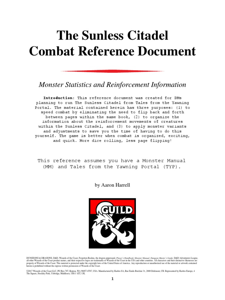The - Sunless - Citadel - CRD 3 PDF | PDF | Wizards Of The Coast ...