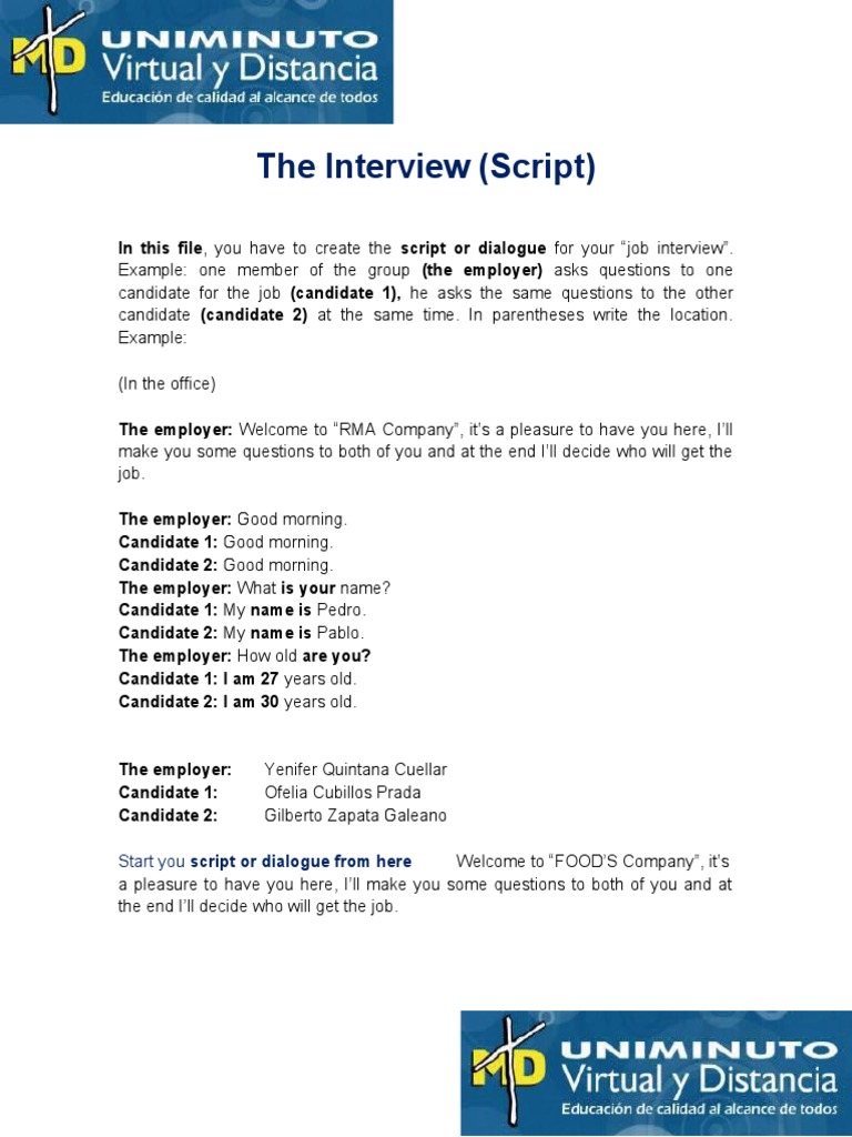Job Interview Script Example | PDF