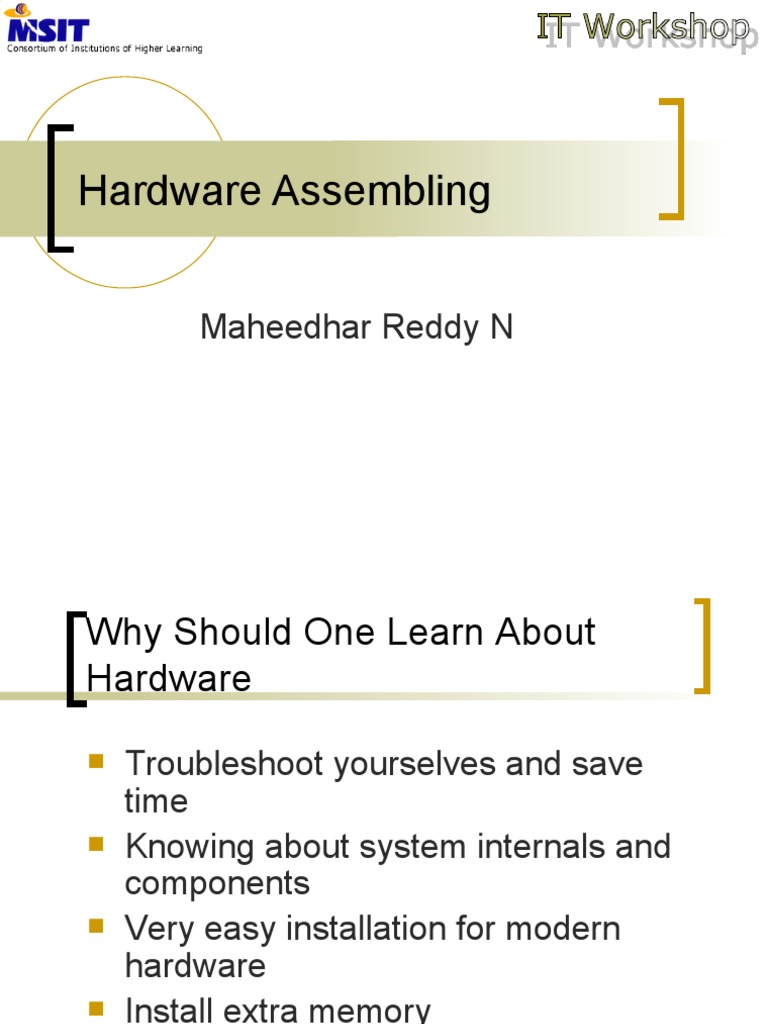 Hardware Assembling: Maheedhar Reddy N | PDF | Computer Hardware ...