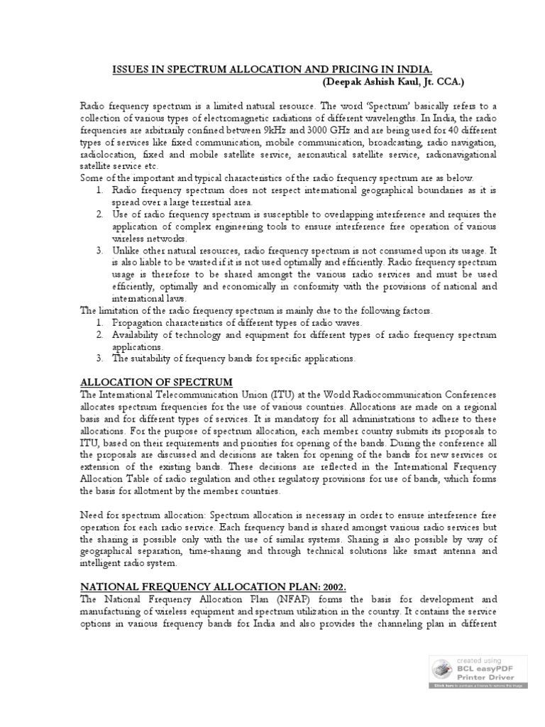Spectrum Allocation Challenges in India | PDF | Radio Spectrum | Radio