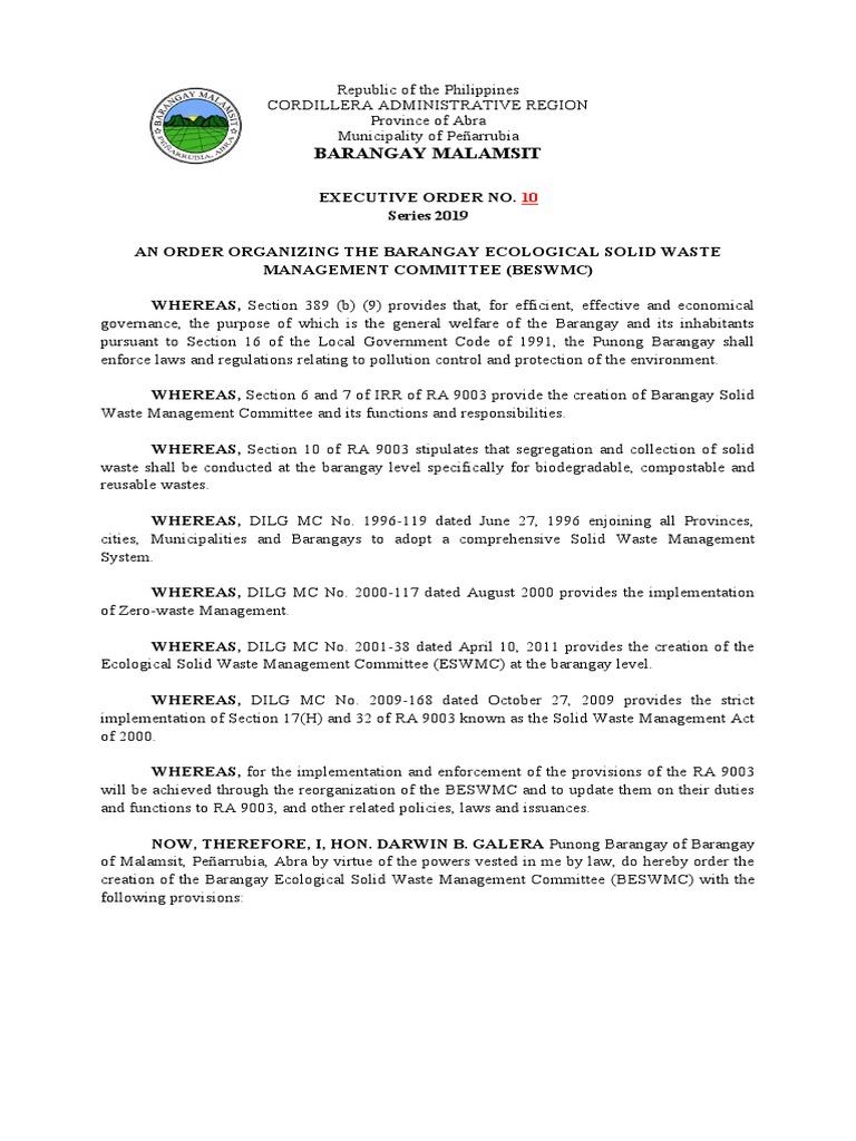 Beswmc Eo | PDF | Waste Management | Municipal Solid Waste