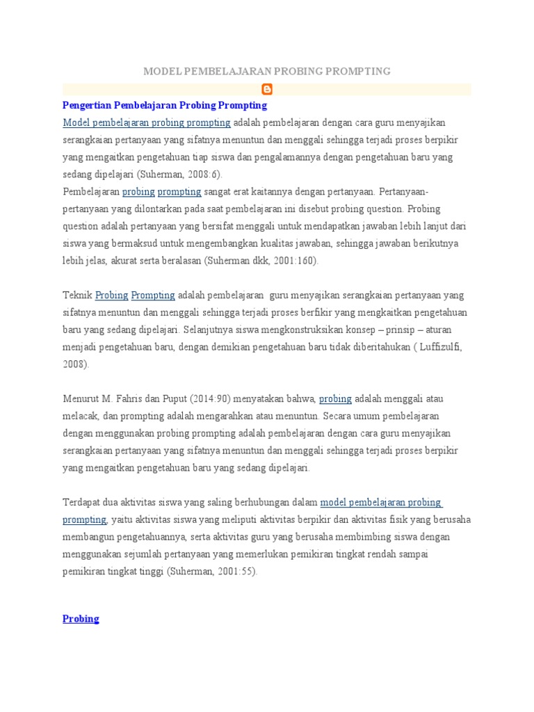 Model Pembelajaran Probing Prompting | PDF