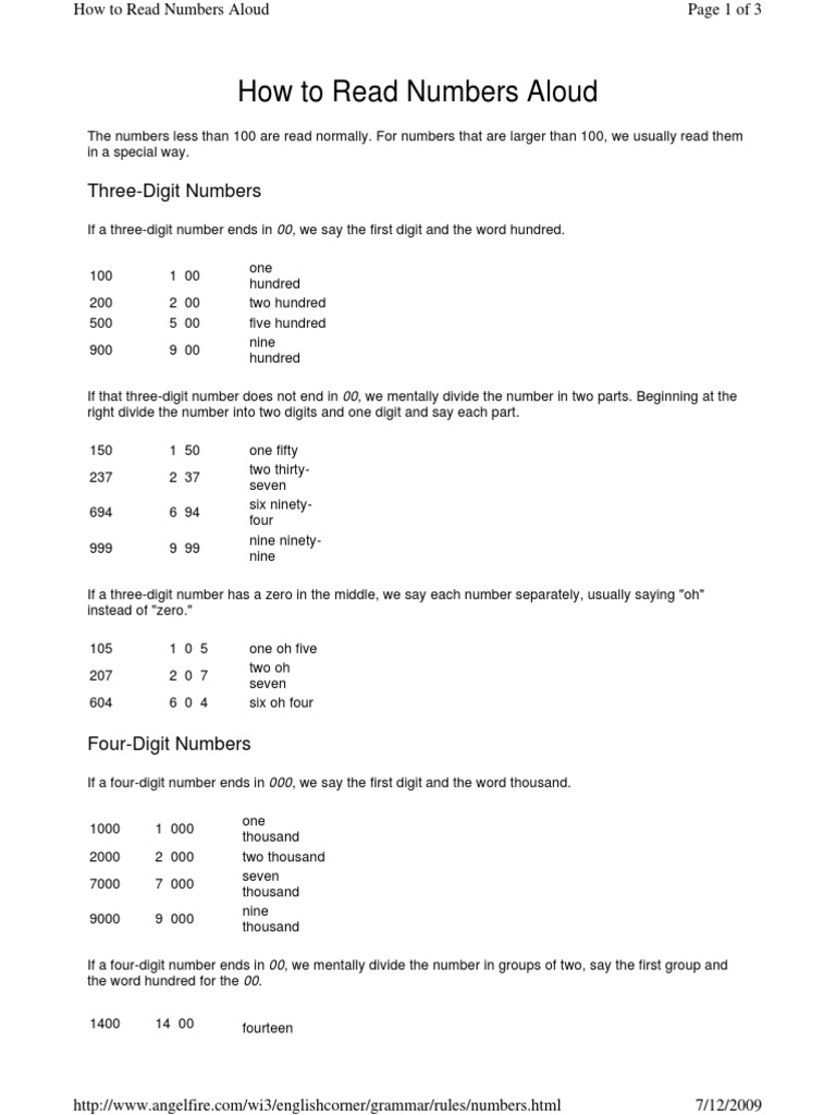 How To Read Numbers Aloud PDF | PDF | Human Communication | Semiotics