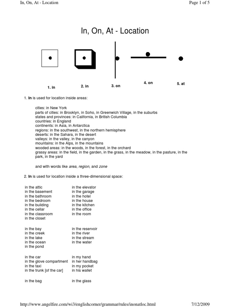 In, On, At, - Location PDF | PDF | Nature