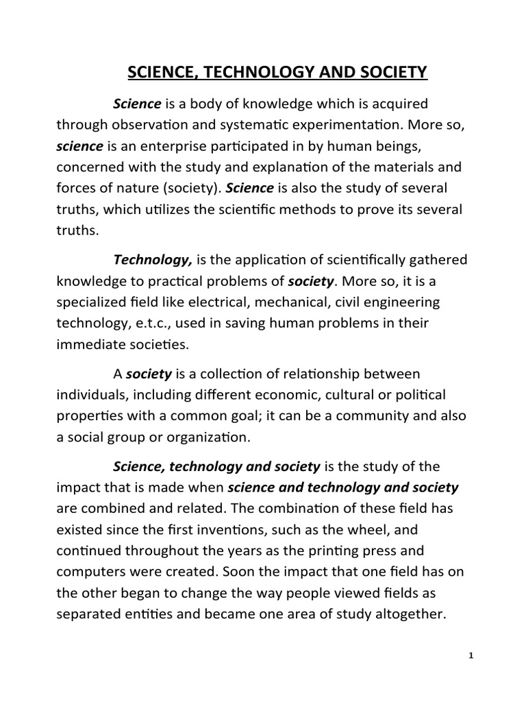 Science, Technology and Society | PDF | Science | Society