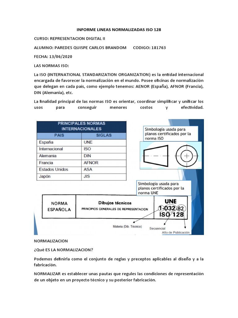 Análisis de la Norma ISO 128 sobre líneas normalizadas en representación gráfica | PDF ...