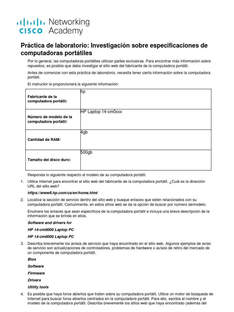 7.7.2.4 Lab - Research Laptop Specifications | PDF