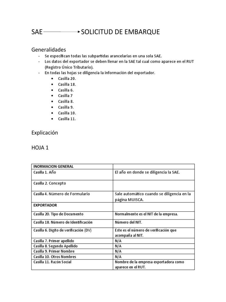 Sae Solicitud de Embarque | PDF | aduana | El comercio internacional