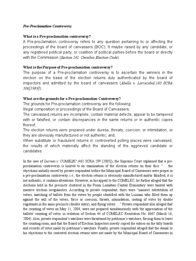 Understanding Pre-Proclamation Controversies | PDF | Elections | Witness