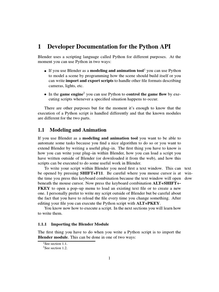 1 Developer Documentation For The Python Api 1 1 Modeling And Animation Pdf Scripting
