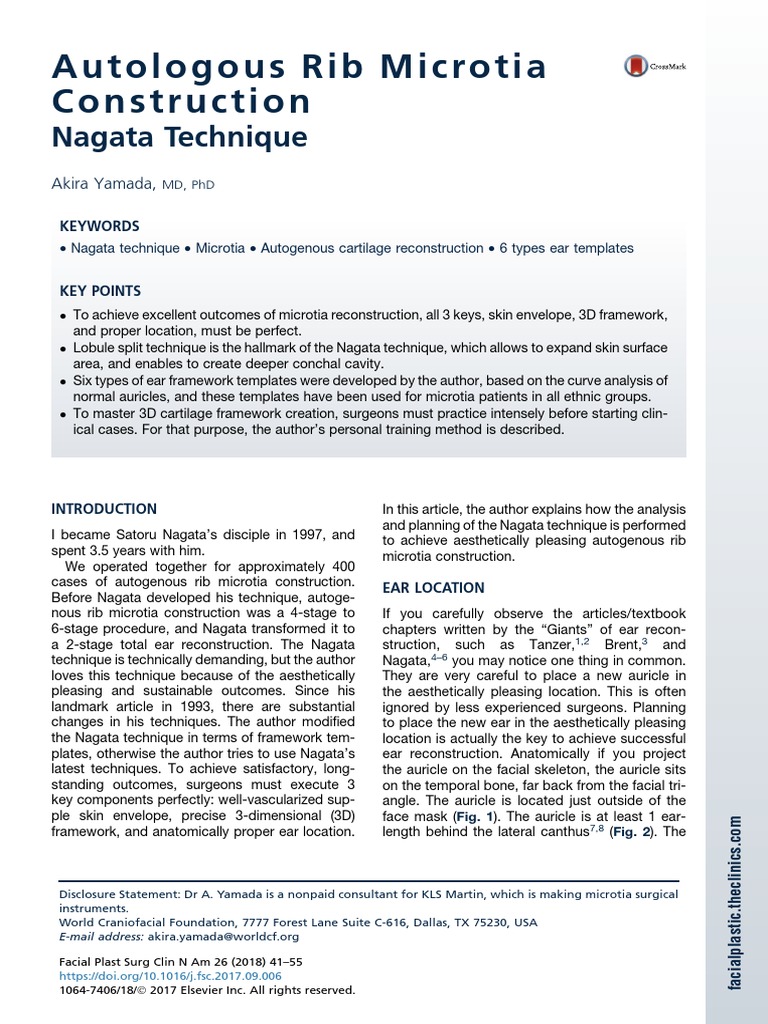 Autologous Rib Microtia Construction: Nagata Technique | PDF | Ear ...