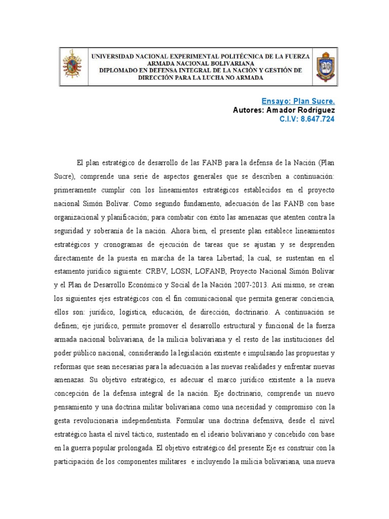 Ensayo PLAN SUCRE | PDF | Planificación | Gobierno