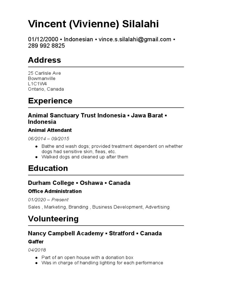 Vincent Resume wk2 Updated | PDF