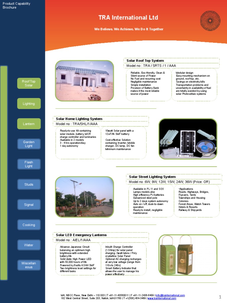 TRA Product Brochure - Revised | PDF | Solar Power | Solar Panel