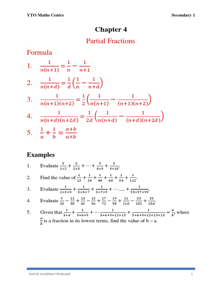 Secondary 1 Maths Olympiad Problems | PDF | Abstract Algebra ...