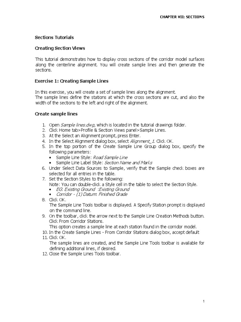 Sections Tutorials Creating Section Views: Sample Lines - DWG Alignment ...