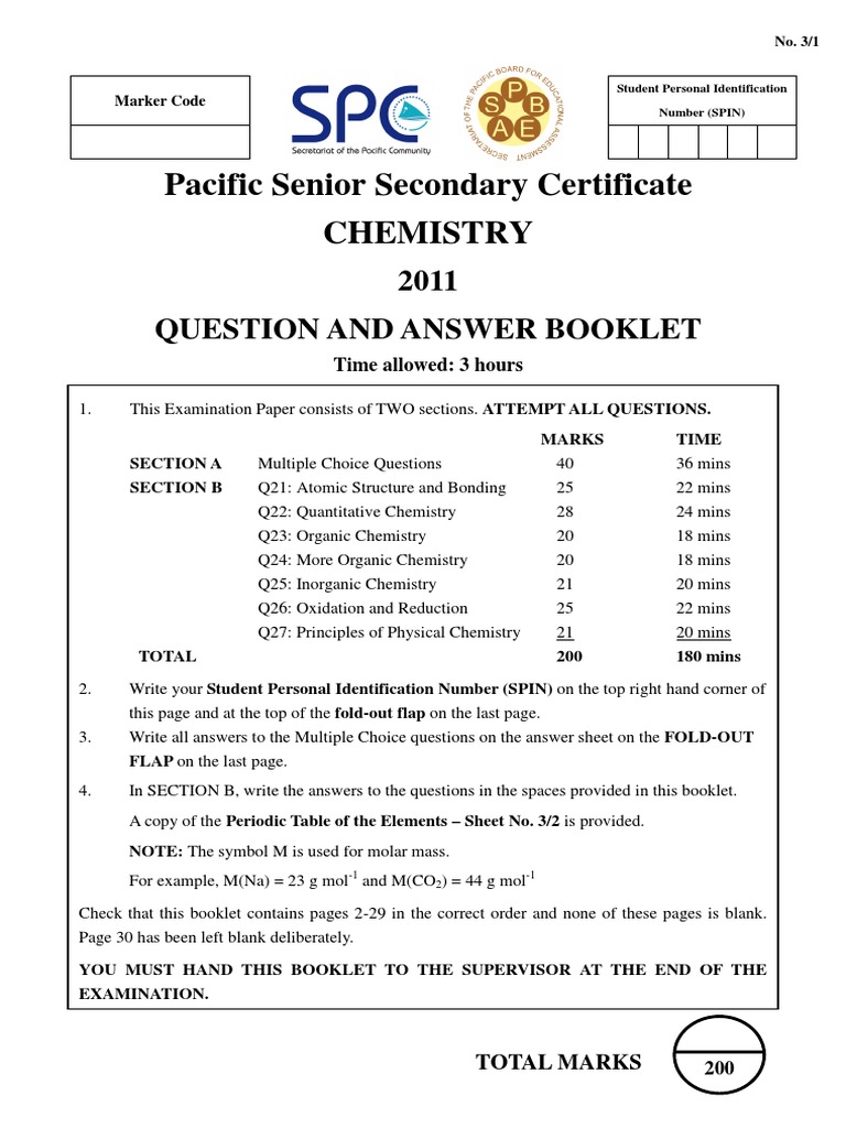 Chemistry Exam Paper | PDF | Redox | Acid