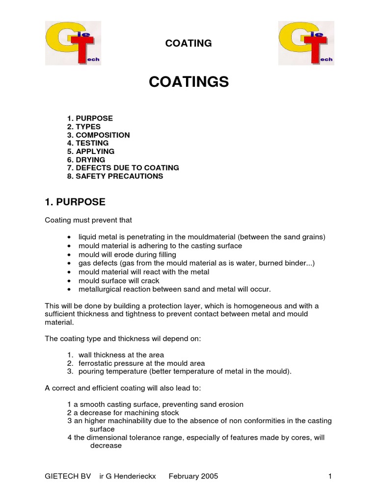 Coating General PDF | PDF | Casting (Metalworking) | Refractory
