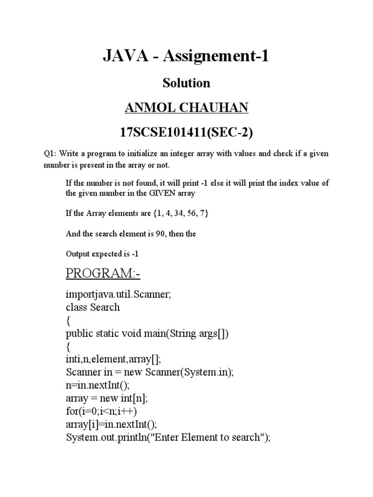 Solutions To Java Programming Assignments Array Search Interest Calculation Even Number