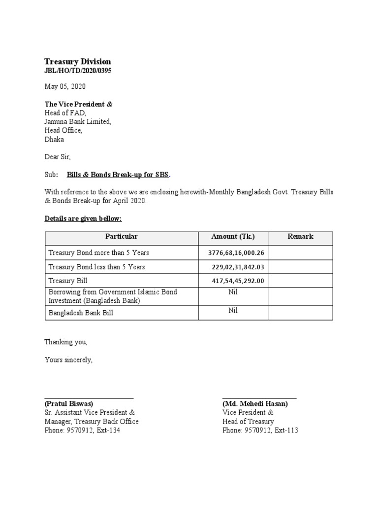 Letter For | PDF | Repurchase Agreement | United States Treasury Security