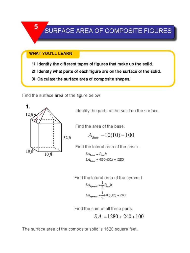 Surface Area of Composite Figures Guide | PDF | Area | Volume