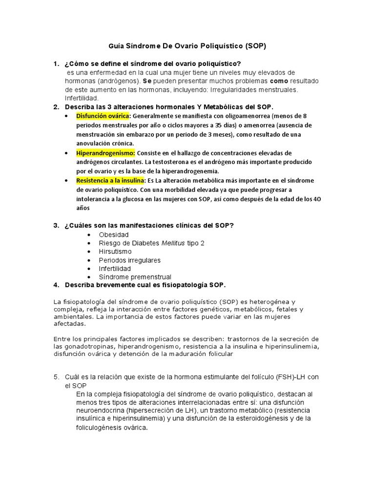 Guía SOP | PDF | Sindrome de Ovario poliquistico | Sistema reproductivo