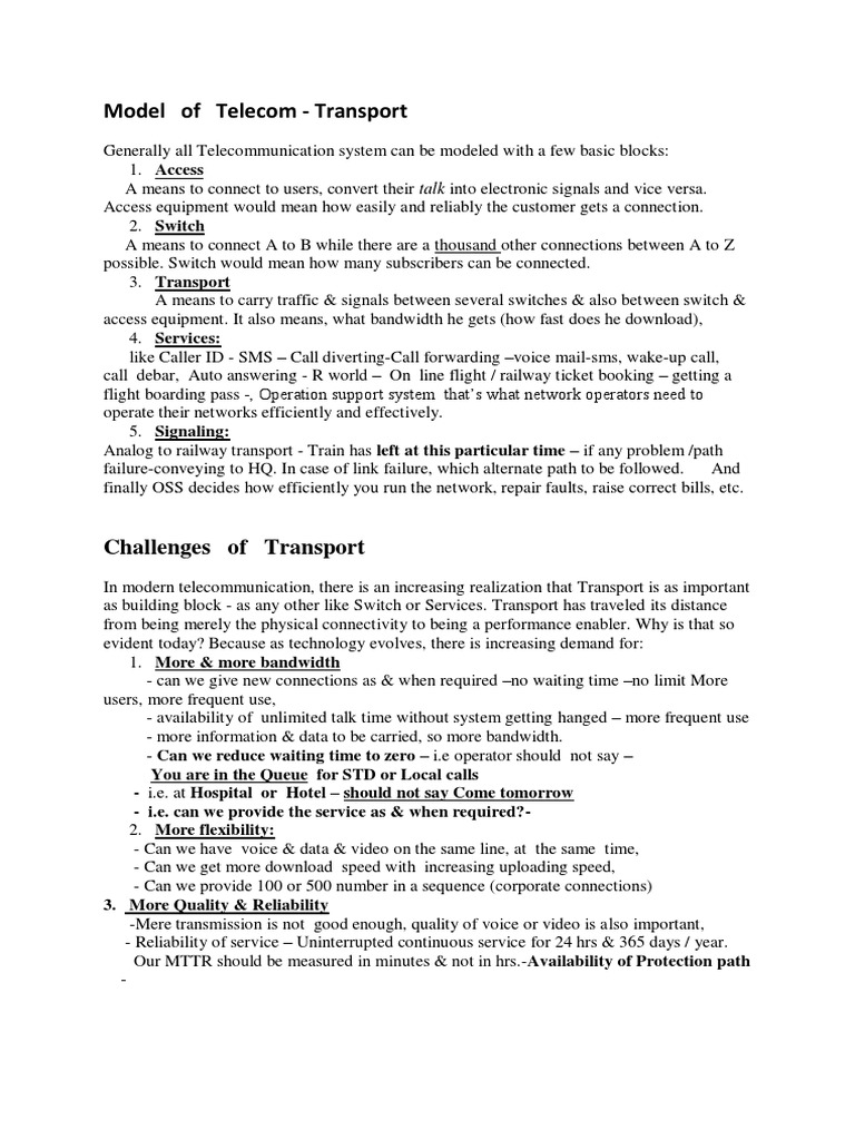 Model of Telecom | PDF | Bandwidth (Computing) | Telecommunication