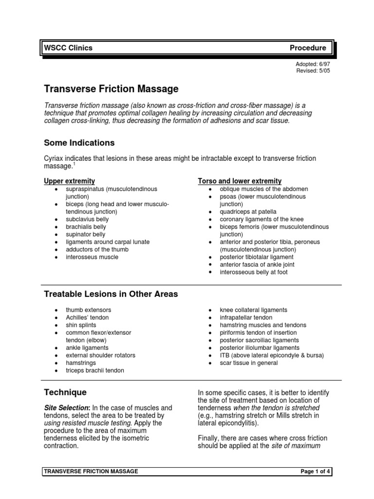 Transverse Friction Massage | PDF | Inflammation | Tendon