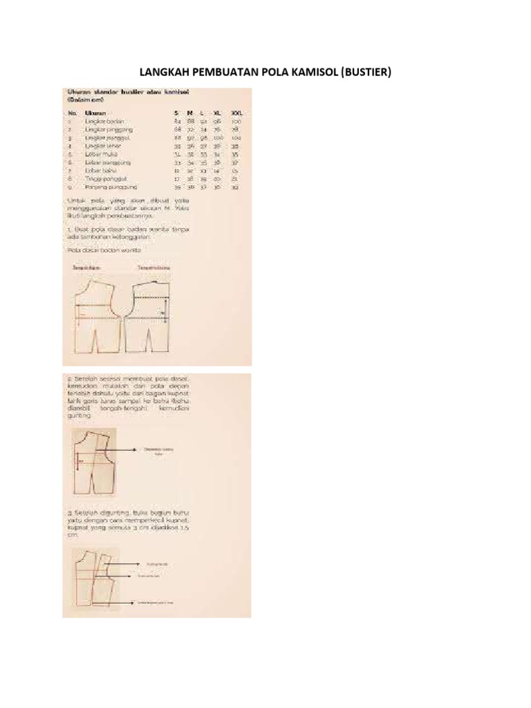 Langkah Pembuatan Pola Kamisol PDF | PDF