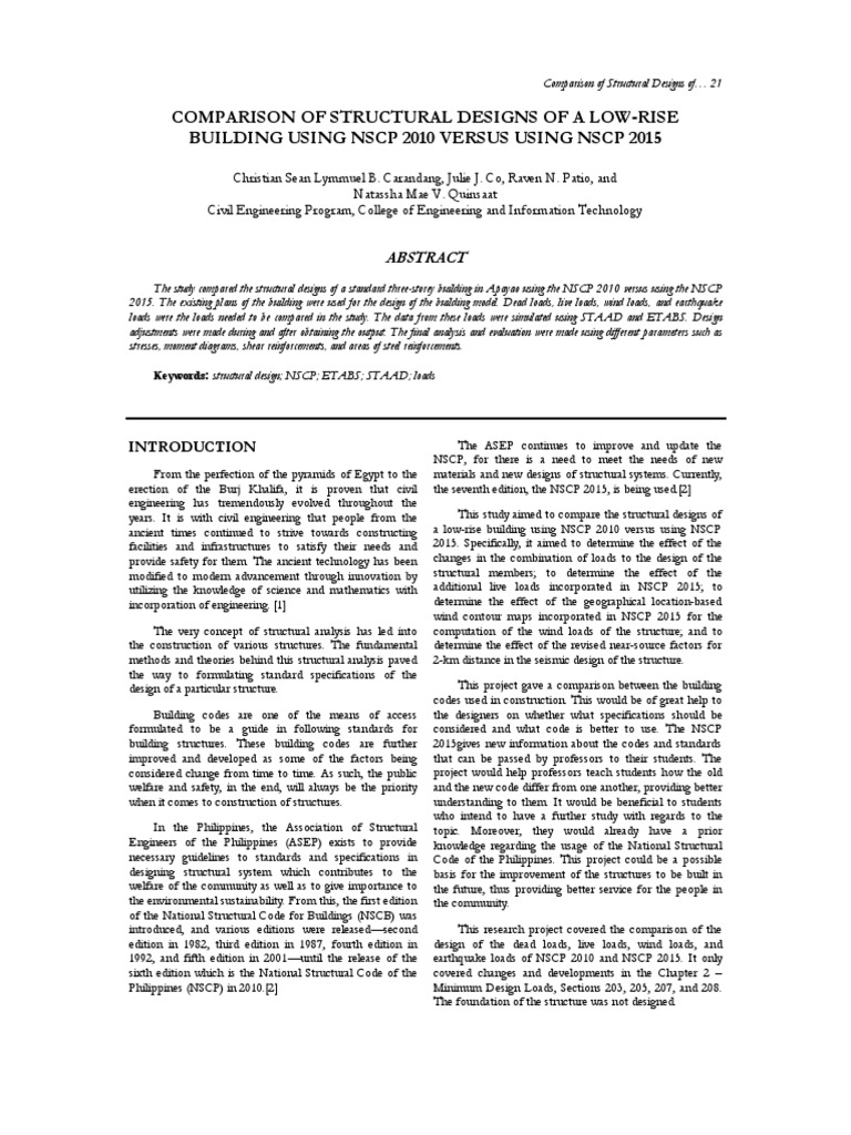 NSCP 2010 vs 2015: Structural Design Comparison | PDF | Structural Load ...