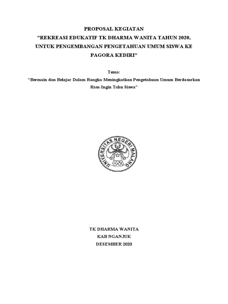 Proposal Rekreasi Edukatif TK 2020 | PDF | Karier & Perkembangan ...
