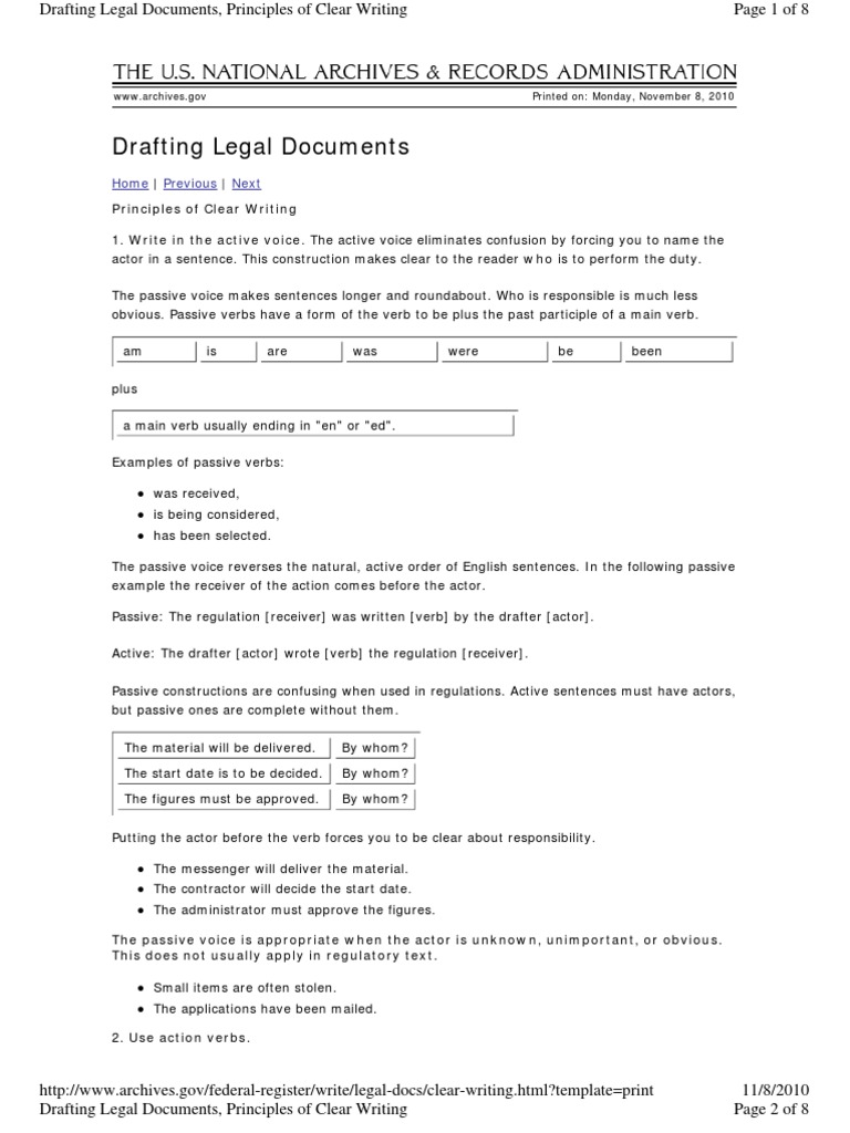 Clear Writing Principles for Legal Drafting | PDF | Verb | Sentence ...