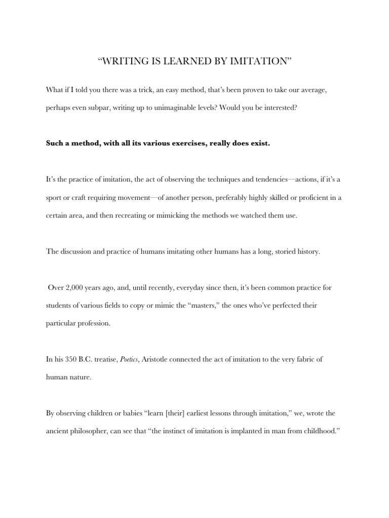 "Writing Is Learned by Imitation": Such A Method, With All Its Various ...