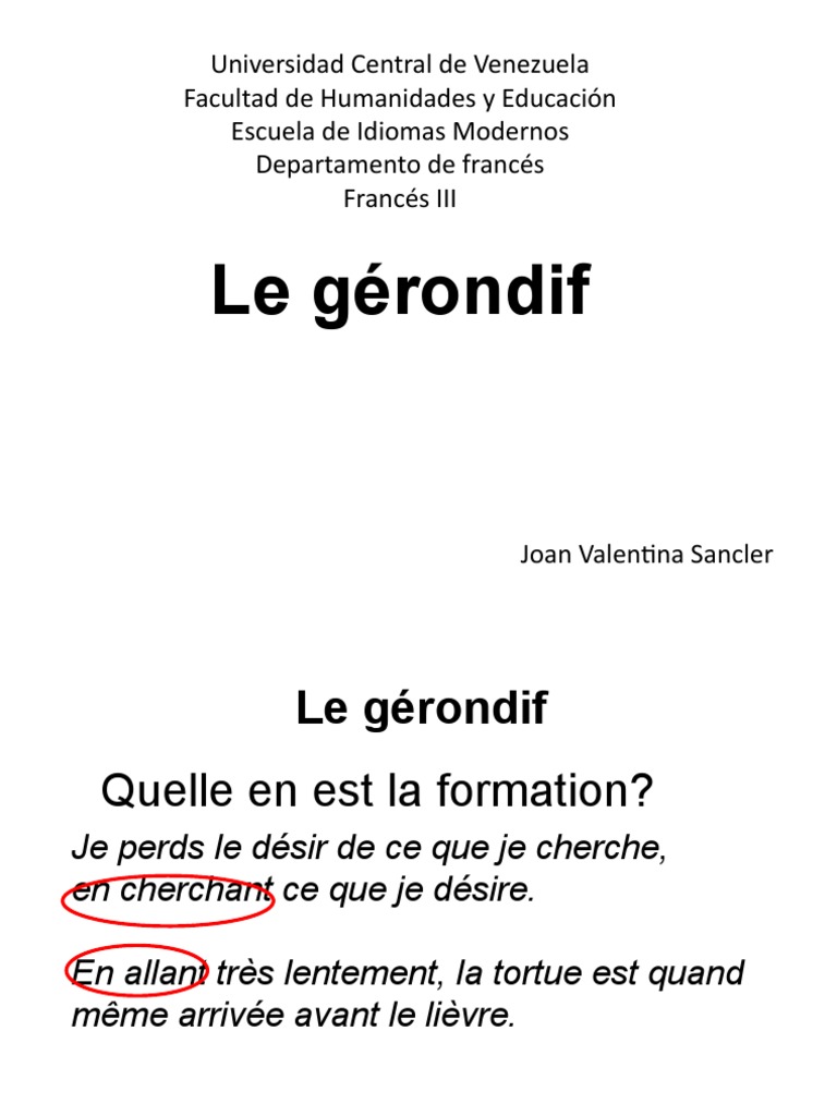 Le Gérondif | PDF | Sujet (Grammaire) | Verbe