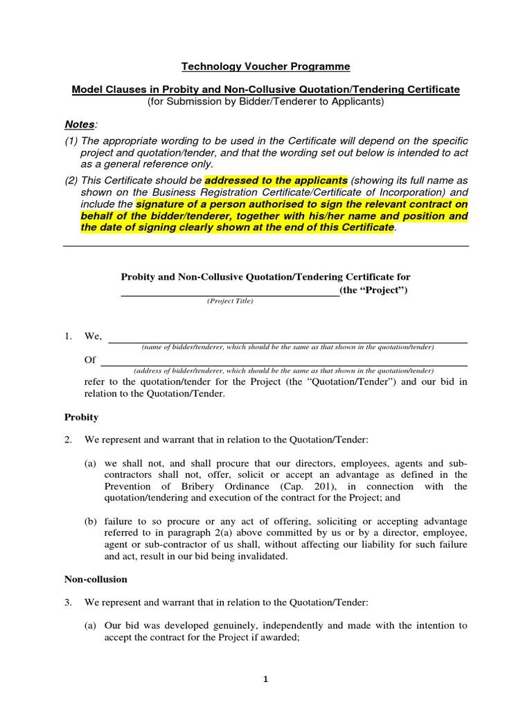 Notes:: Technology Voucher Programme Model Clauses in Probity and Non ...