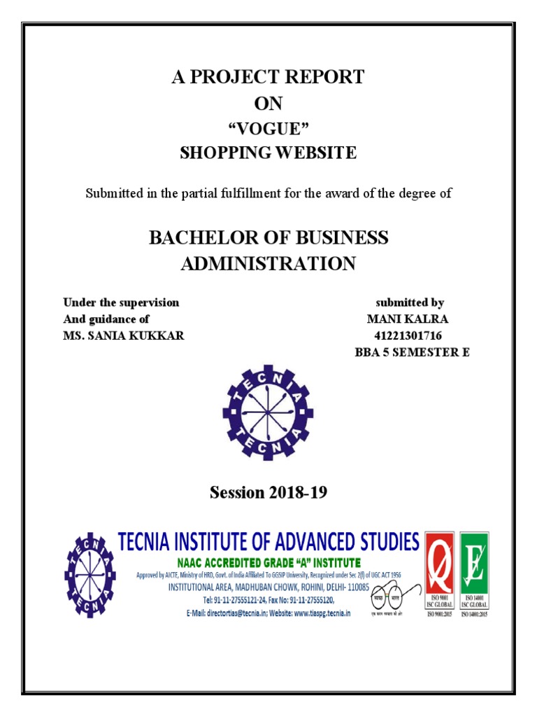 Vogue Shopping Website Project Report | PDF | Business