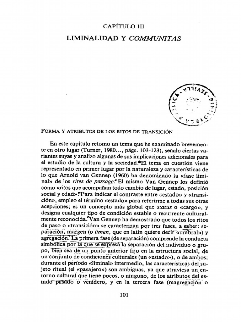 TURNER, Victor - Liminalidad y Communitas | Descargar gratis PDF ...