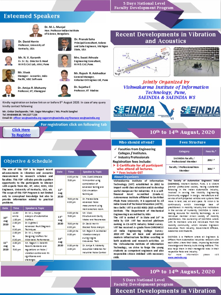 Brochure - FDP NVH 10-14 Aug 2020 | PDF | Engineer | Engineering