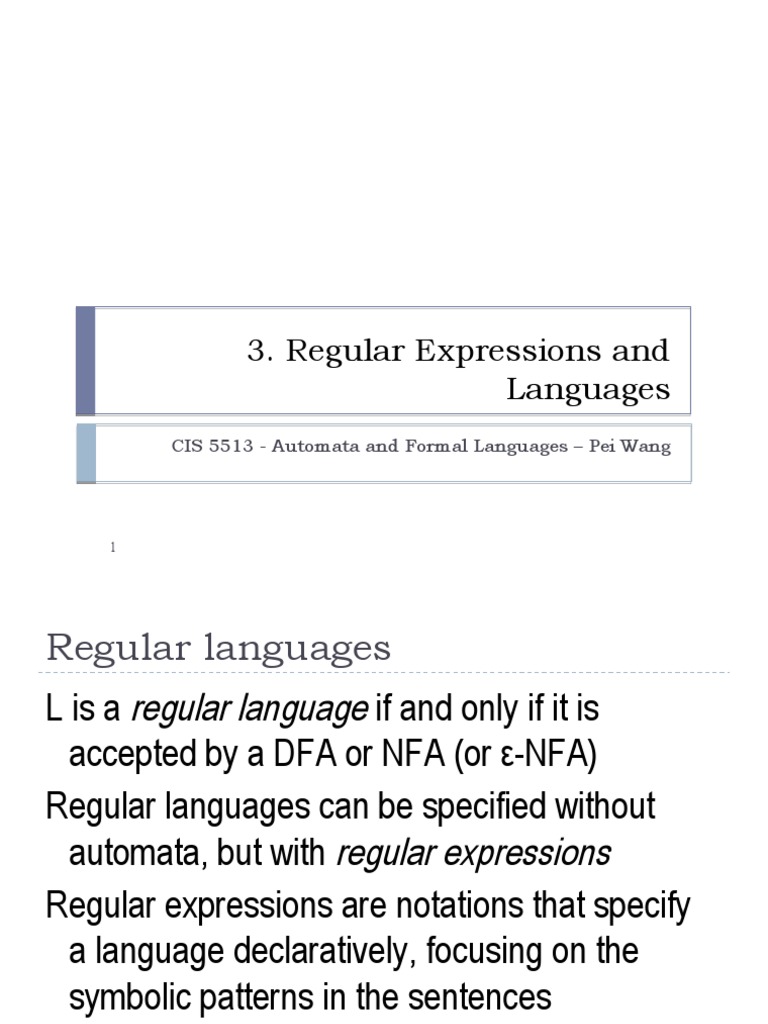 Regular Expressions and Languages | PDF | Regular Expression | Metalogic